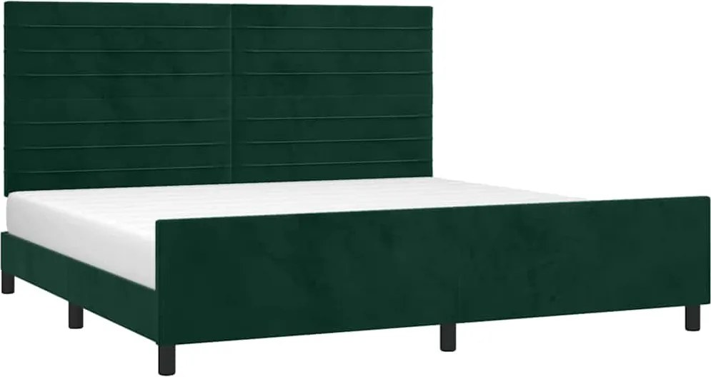 Rám postele bez matrace tmavě zelená 200 x 200 cm samet 3125839