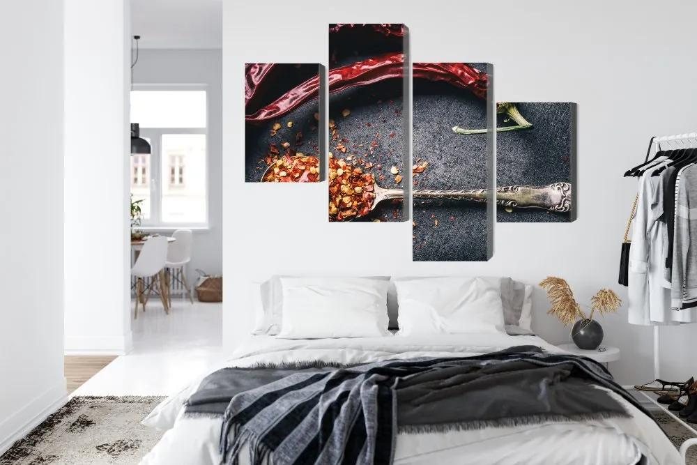 Vícedílný obraz Sušené Chilli Papričky Nedostatek Nedostatek Plátno Canvas 160x100