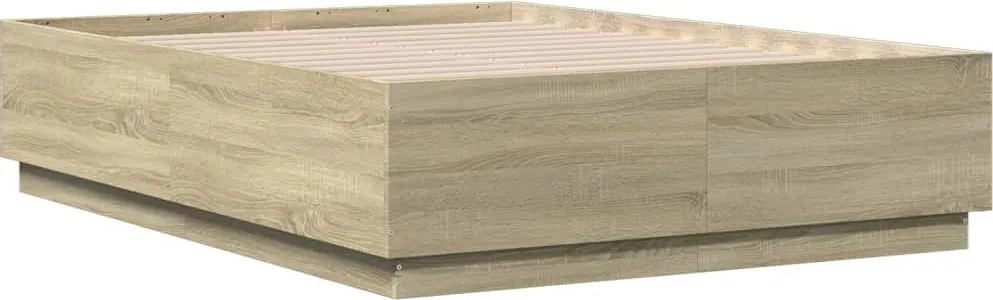 Rám postele s LED osvětlením dub sonoma 135 x 190 cm kompozit 3209648