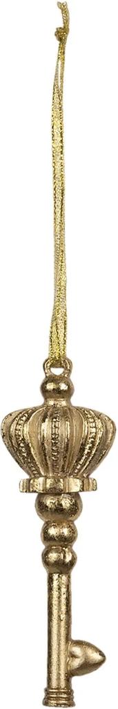 Vánoční závěsná ozdoba zlatý klíč s korunkou - 10*3*2 cm