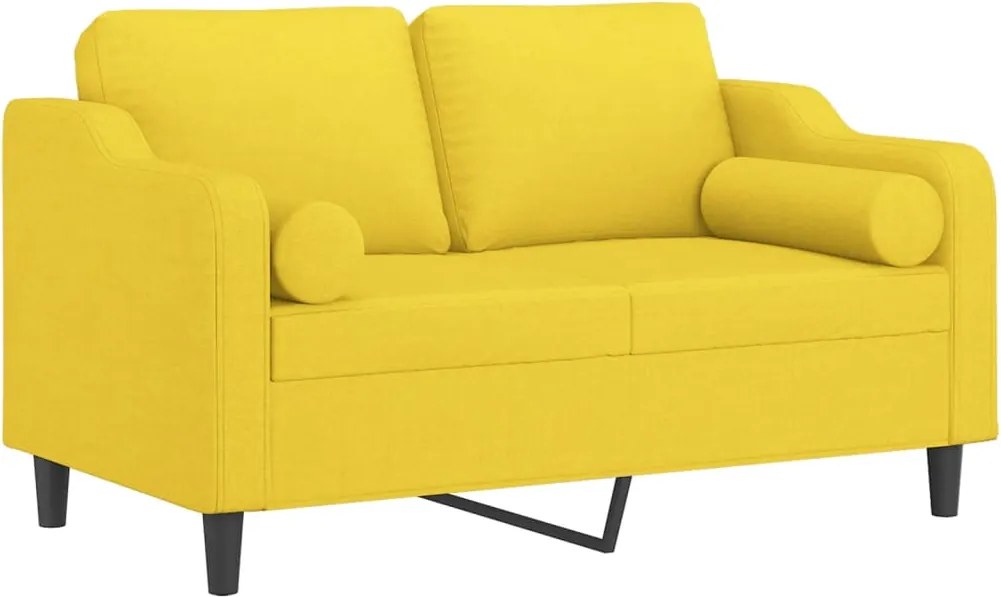 2místná pohovka s polštáři světle žlutá 120 cm textil 3200842