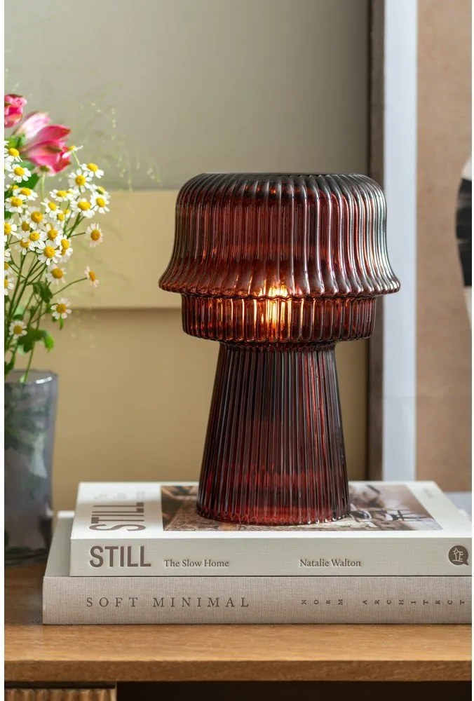 Vínová skleněná stolní lampa (výška 26 cm) Cadiz – Leitmotiv