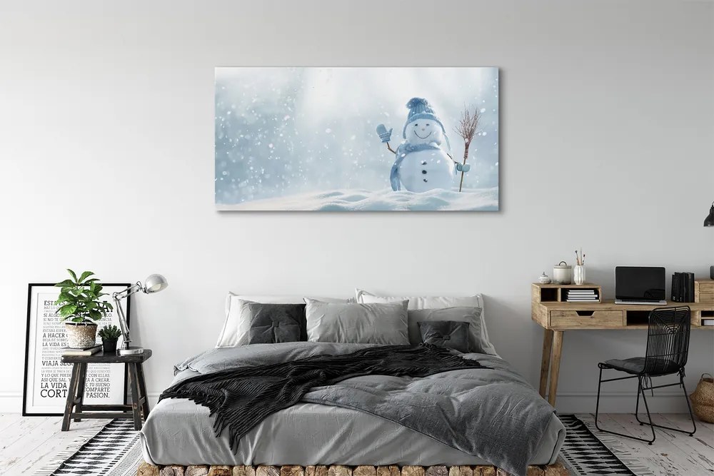 akrylový obraz sněhulák sníh 140x70 cm