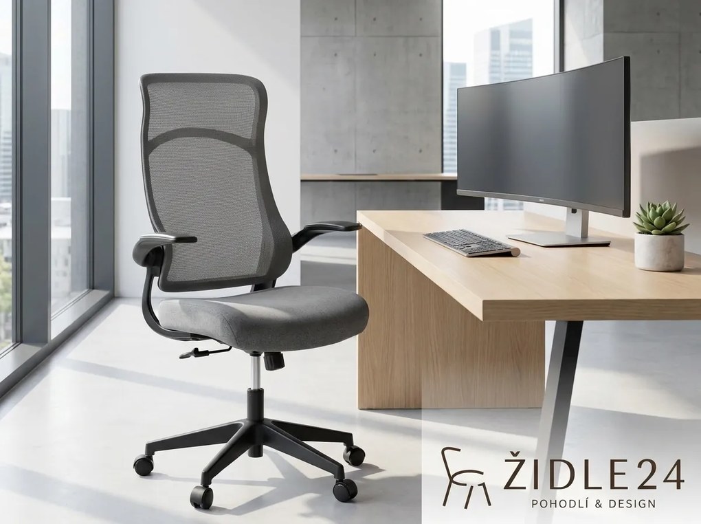 Ergonomická kancelářská židle DOMINIQUE - šedá síťovina