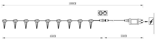 Eglo 98184 - LED Venkovní dekorační řetěz SPINETOLI 9xLED 10m IP65 teplá bílá