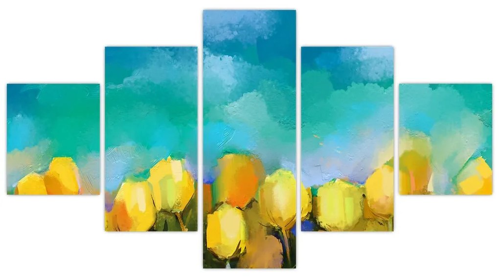 Obraz žlutých tulipánů (125x70 cm)