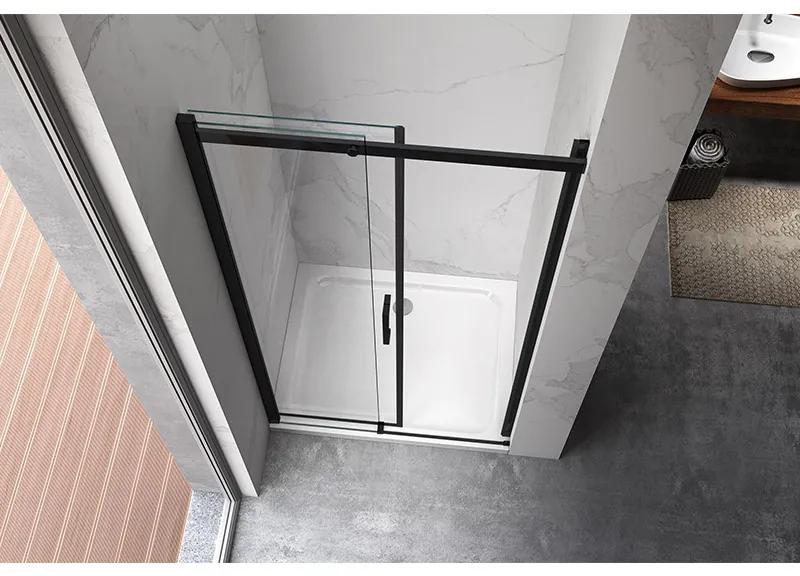 BPS-koupelny Posuvné sprchové dveře HYD-PD09 140 černá/transparent pro instalaci do niky