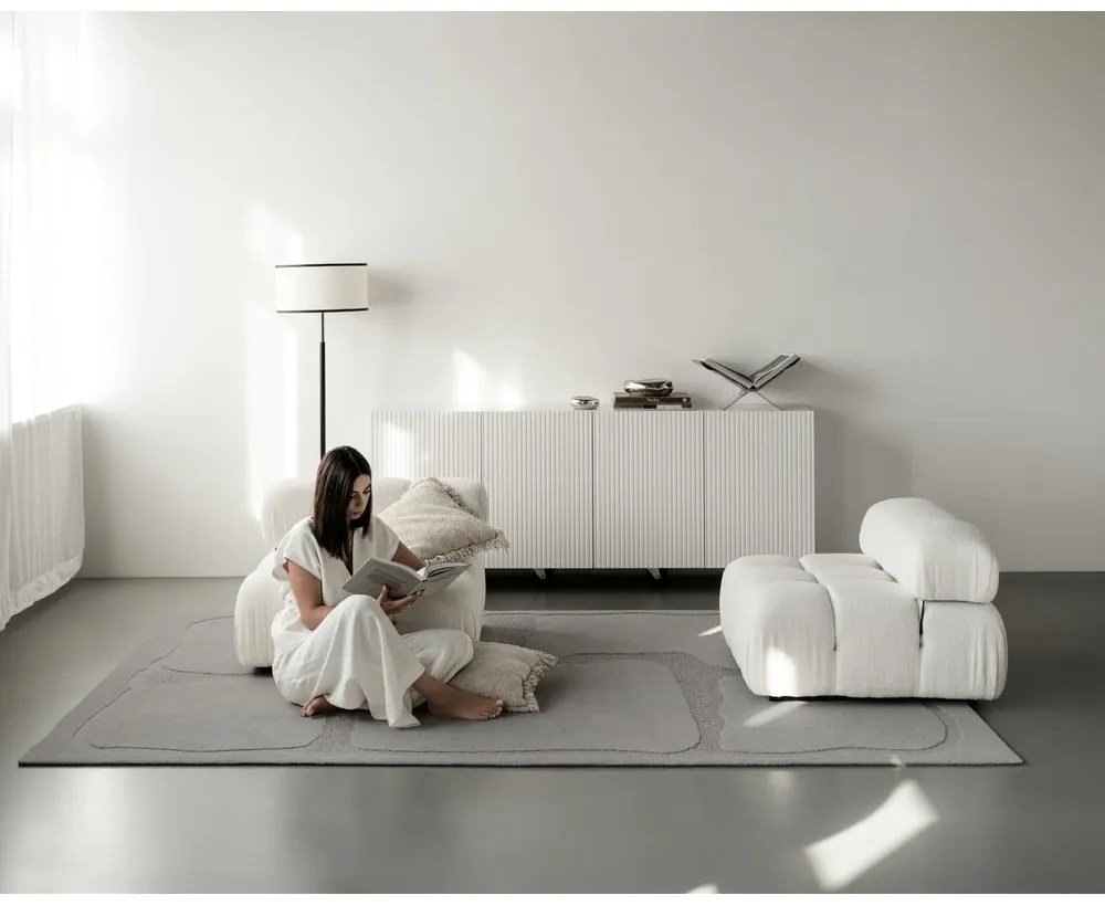 Šedý vlněný koberec 160x230 cm Morphic Organica – Agnella