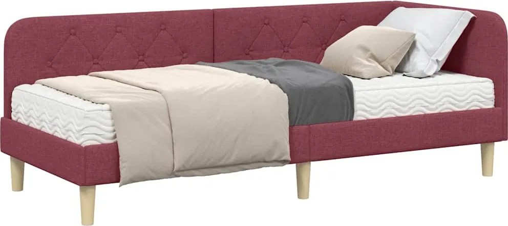 Rohový rám postele Víno Červené 80 x 200 cm textil 3394104