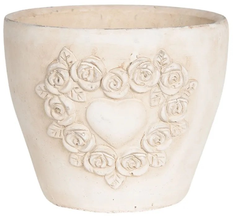 Terakotový květináč s růžemi a srdcem- 17*17*15 cm – 17x17x15 cm