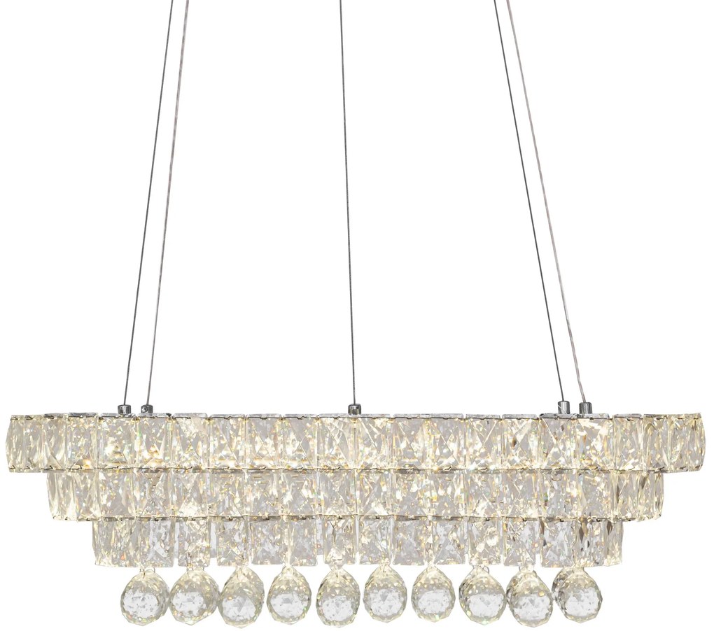 Toolight, Křišťálové závěsné stropní svítidlo LED 102W + dálkové ovládání APP417-CP, chromová, OSW-65015