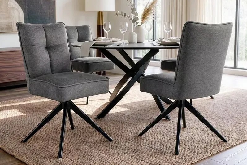 Designová otočná židle Narayan šedý samet