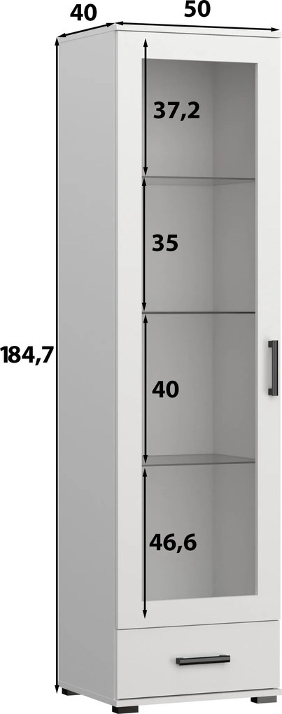 ADRK Furniture Frazio Vysoká vitrína ADRK-SHC-FRA-50-K
