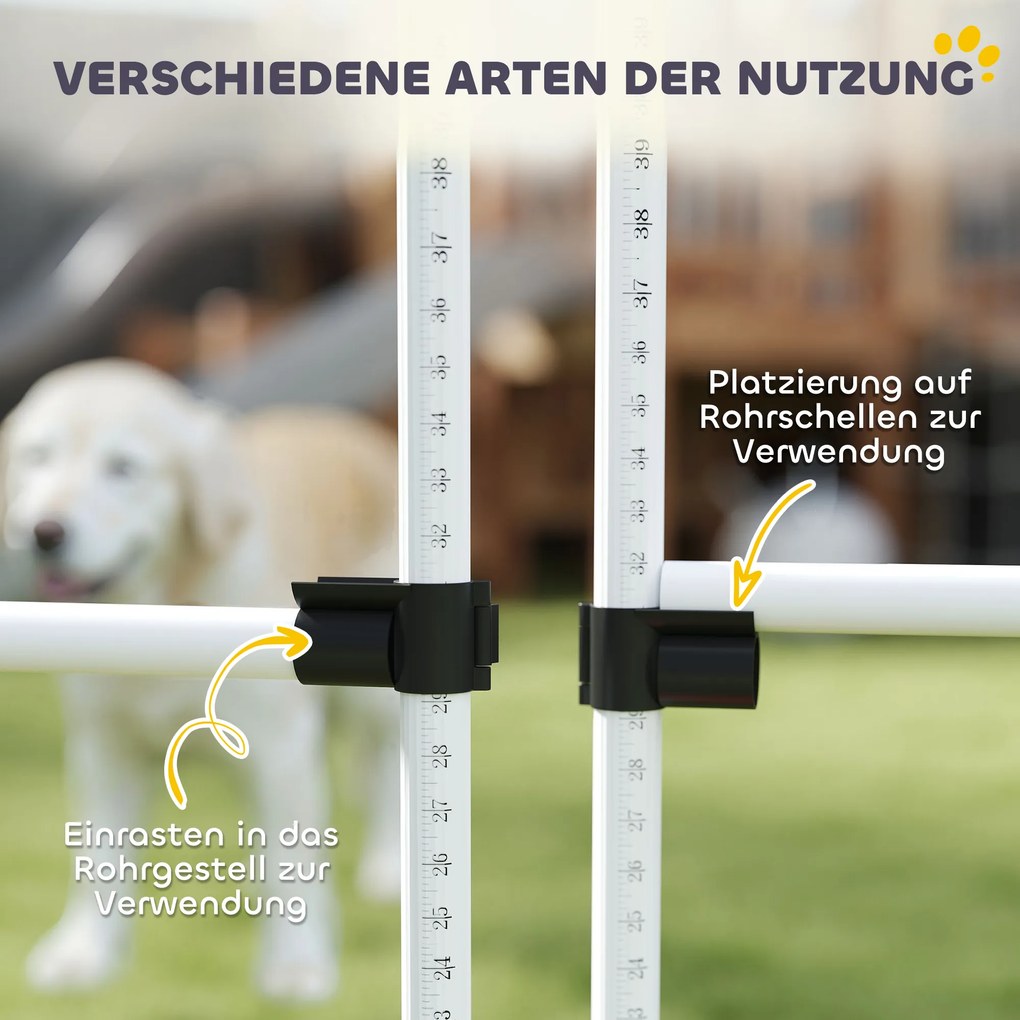 PawHut agility překážková sada pro výcvik psů 4 překážky slalomové tyče plastové bílé 99x65x94cm pro aktivní výcvik psů