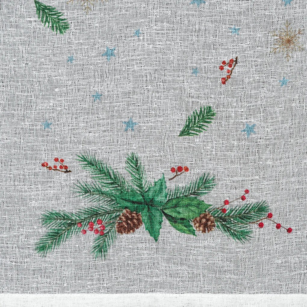 EUROFIRANY KRÁTKÁ VÁNOČNÍ ZÁCLONA NA POUTKÁCH XMAS1 60X150 CM VZOROVANÁ