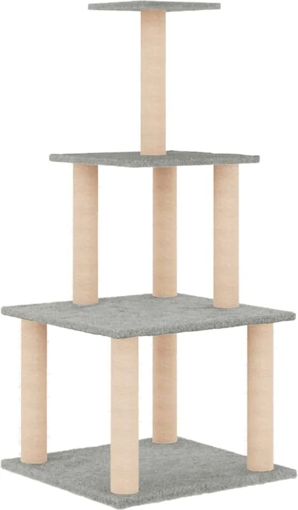 Škrabadlo pro kočky se sisalovými sloupky světle šedé 111 cm 171733