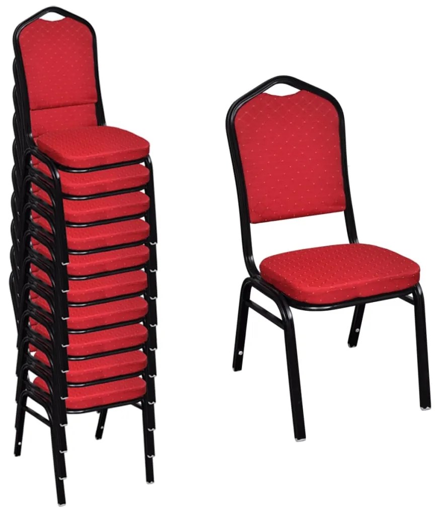 270749 vidaXL Jídelní židle 10 ks červené textil