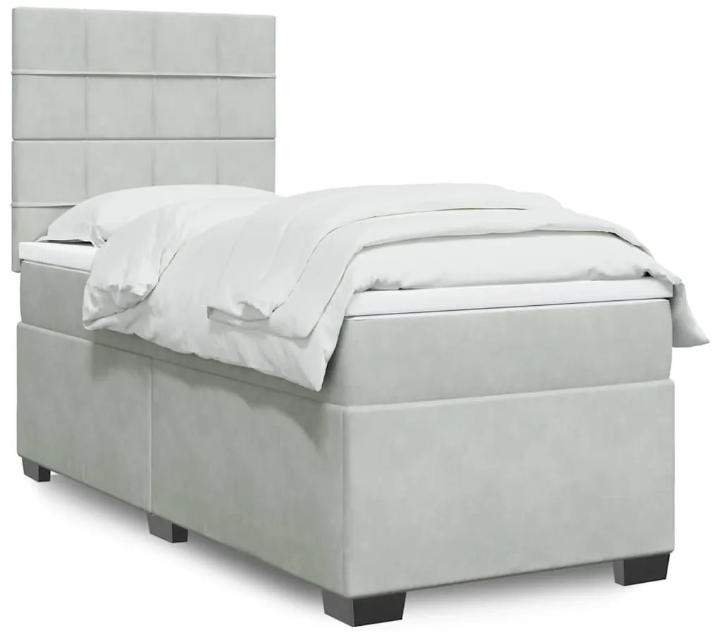 Box spring postel s matrací světle šedá 90x190 cm samet 3293086