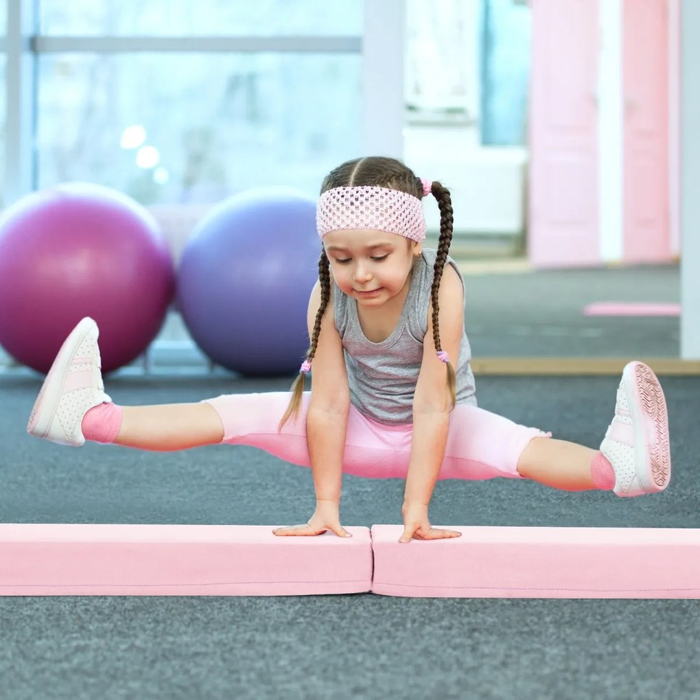Costway Kladina gymnastická kladina 210 cm skládací gymnastická kladina – růžový