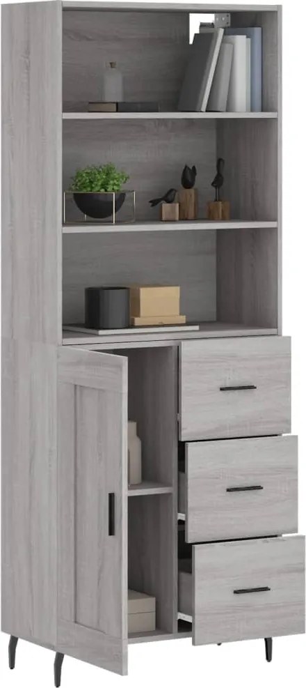 Skříň highboard šedá sonoma 69,5 x 34 x 180 cm kompozitní dřevo 3190043
