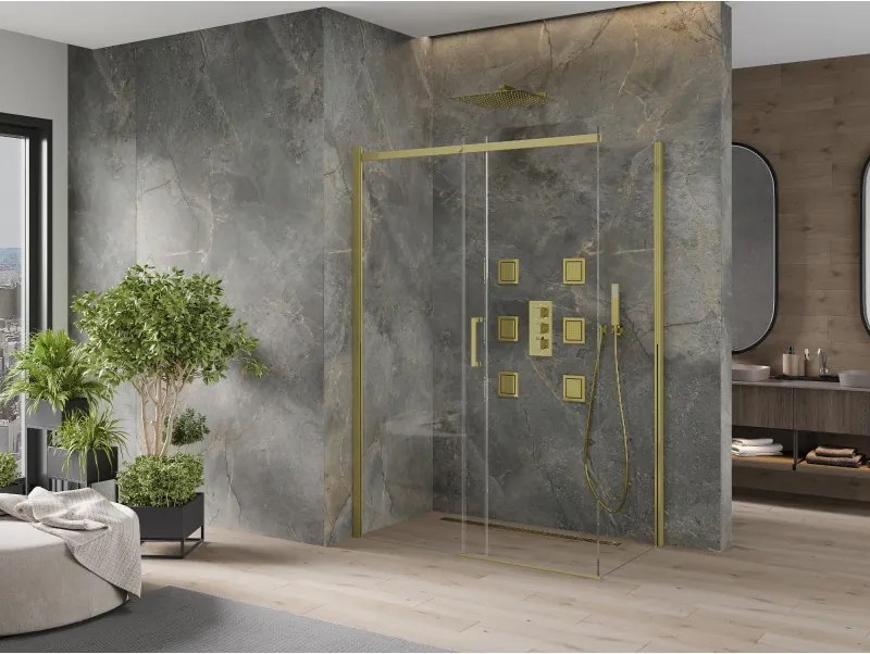 Mexen Omega sprchový kout 130x70cm, 8mm sklo, zlatý profil-čiré sklo, 825-130-070-50-00