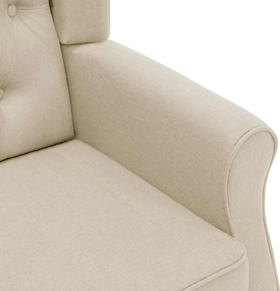 Křeslo s podnožkou krémové textil 320160