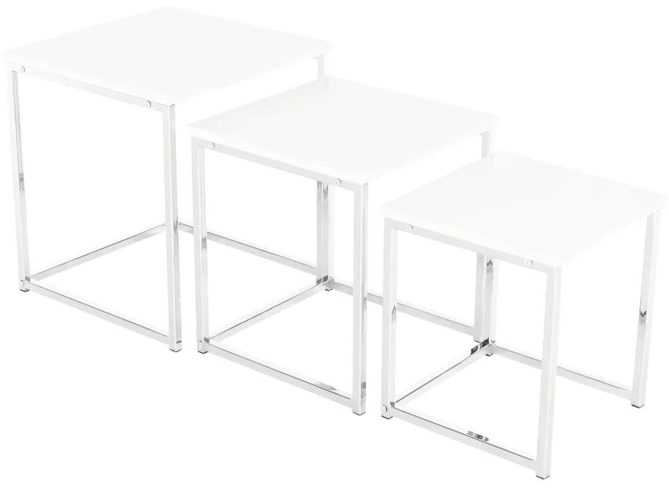 Konferenční stolky, set 3 ks, bílá extra vysoký lesk, ENISA TYP 3