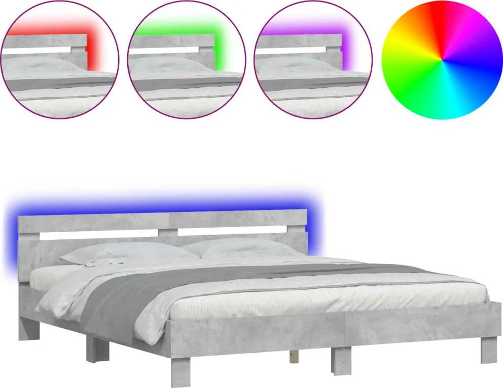 vidaXL Rám postele s čelem a LED osvětlením 200 x 200 cm [3207521] Barva: šedá sonoma