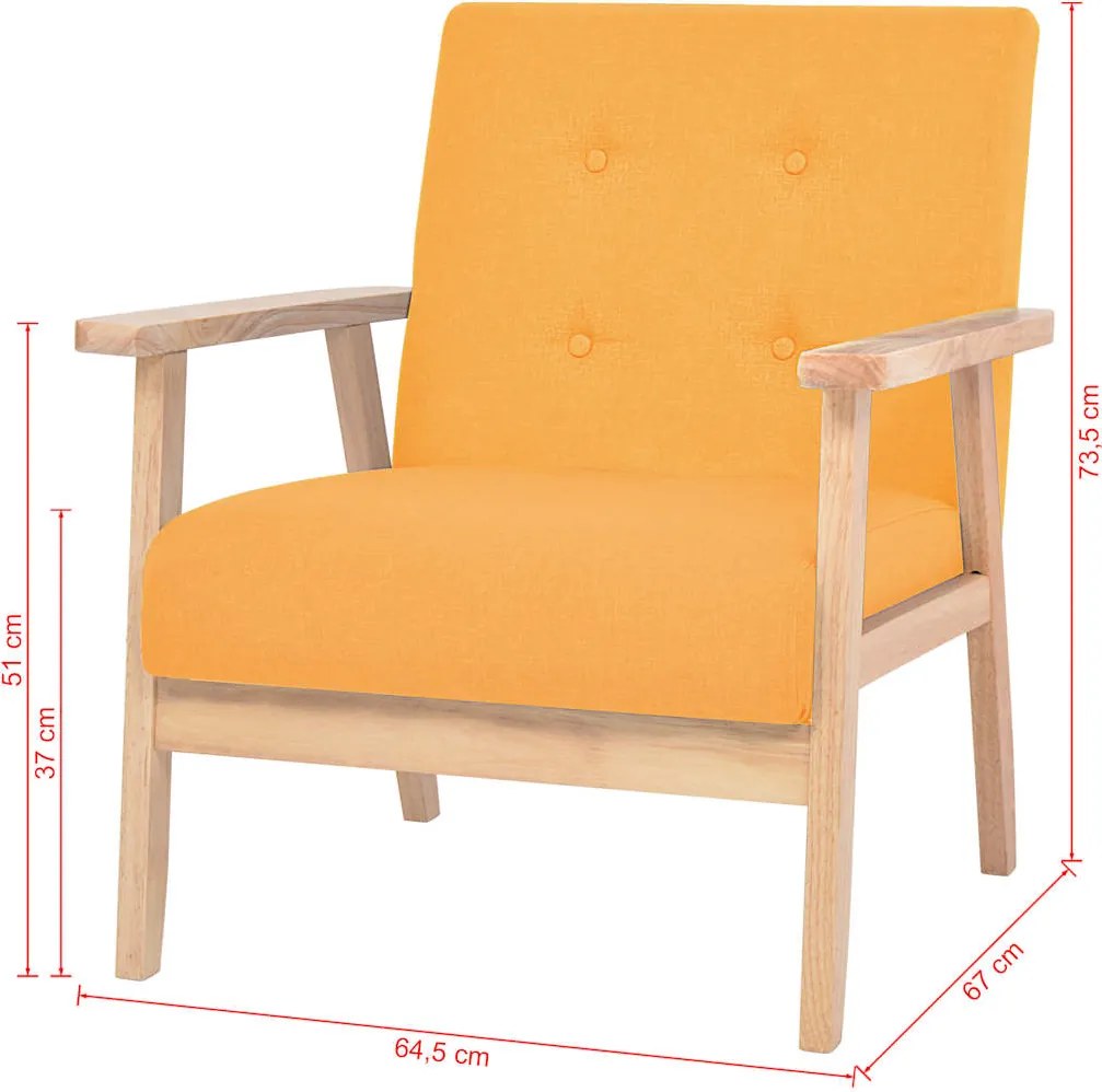 Křeslo žluté textil 244657