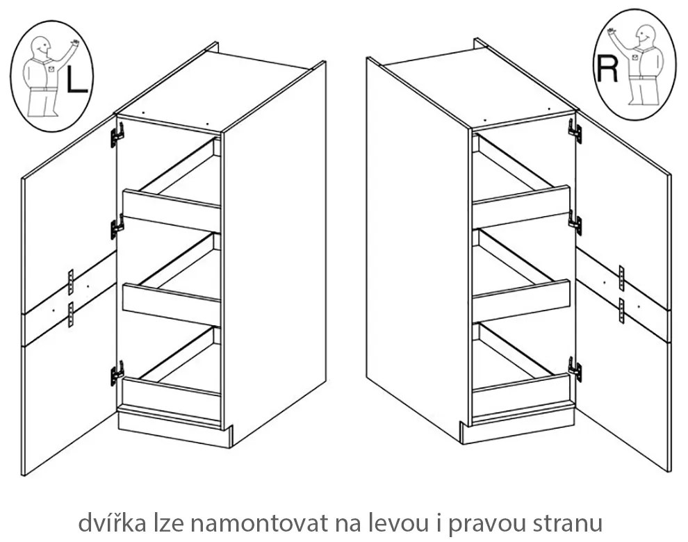VIGO d | vysoká skříňka 50DK-145 1F 3S potravinová | 3 zásuvky | 50 cm | lancelot/dark wood