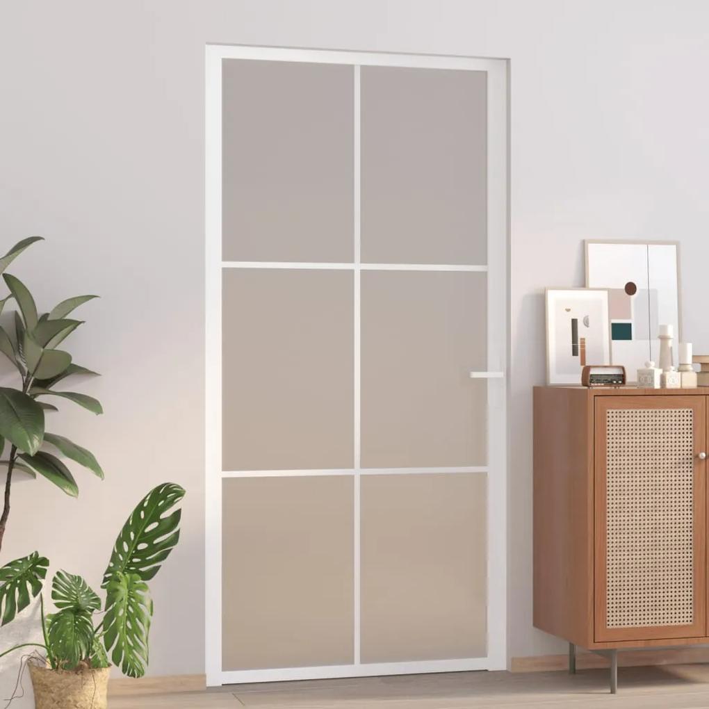 Interiérové dveře 102,5 x 201,5 cm bílé matné sklo a hliník - Default Title