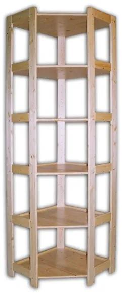 Rohový dřevěný regál 6 polic, 2040 x 600 x 335 mm