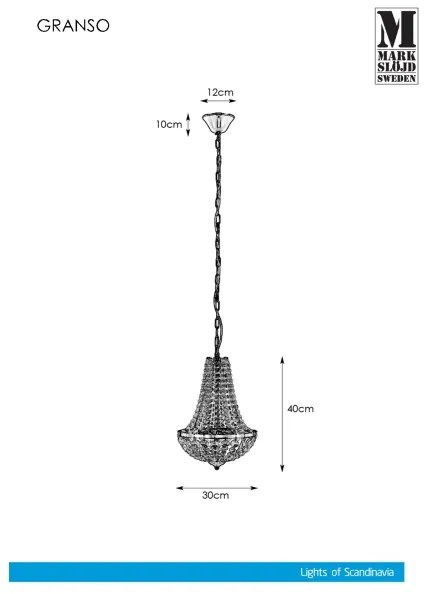Markslöjd 107550 - Křišťálový koupelnový lustr na řetězu GRÄNSÖ 2xG9/20W/230V
