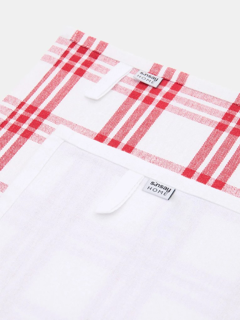 Sinsay - Bavlněné kuchyňské utěrky s motivem perníčku 2 pack - červená