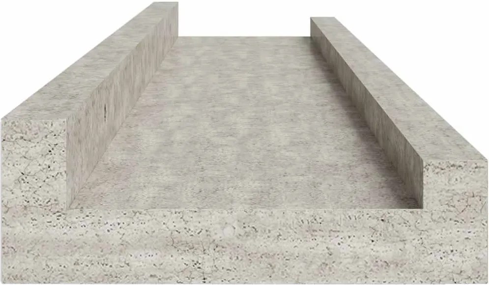 Nástěnné police 4 ks betonově šedé 80 x 9 x 3 cm 326706