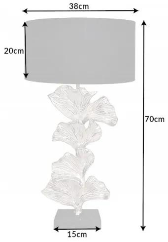 Noble Home Stříbrná stolní lampa Gingko 70 cm