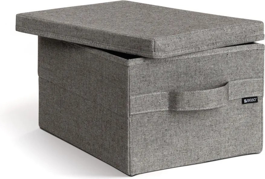 Šedý látkový úložný box s víkem 27x36x19 cm Soft Storage Small – Bigso