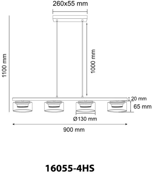 Globo 16055-4HS - LED Lustr na lanku HIGGINS 4xGX53/6W/230V kouřová/černá