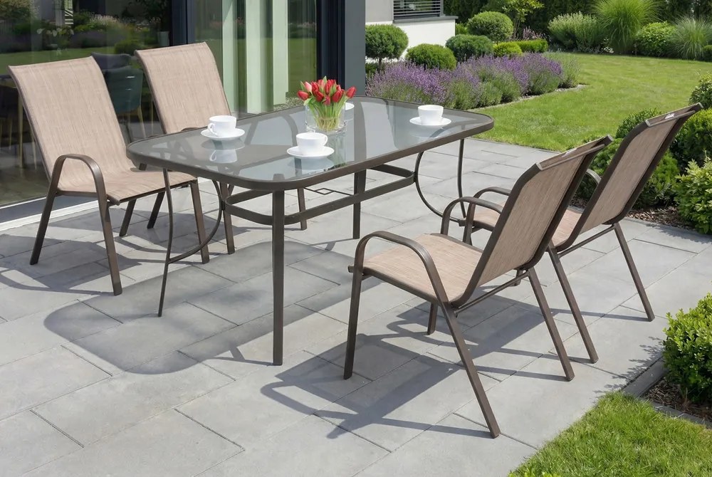 Modena Hnědý ocelový jídelní set pro 4 osob Garden Point