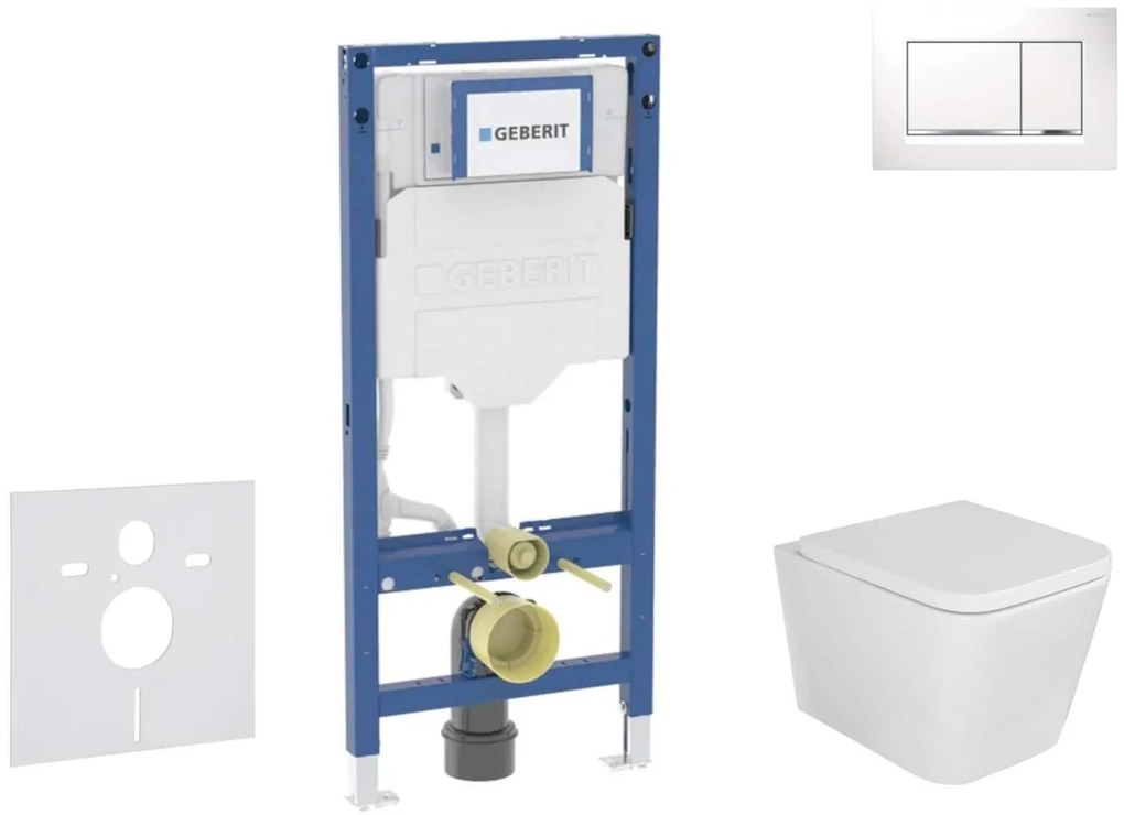 Geberit Duofix - Set předstěnové instalace, klozetu Arkas a sedátka softclose, tlačítko Sigma20, bílá/chrom SANI11CA3108B
