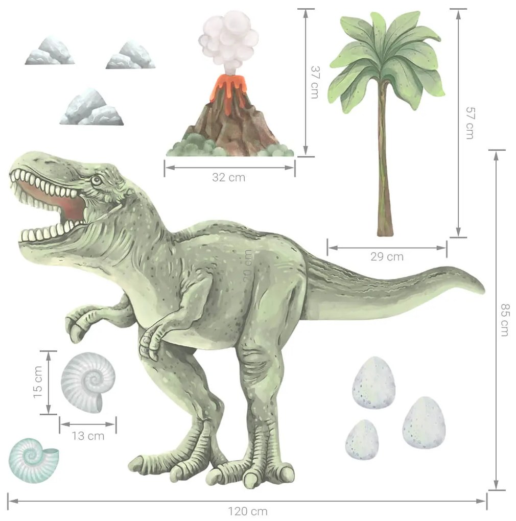 Pastelowe Love Nástěnné samolepky do dětského pokoje T-REX