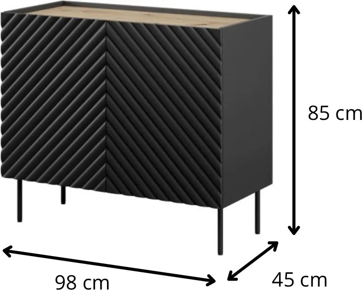 Komoda Onda 2D černá/dub artisan