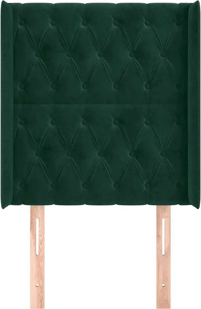 Čelo postele typu ušák tmavě zelené 83x16x118/128 cm samet 3119949