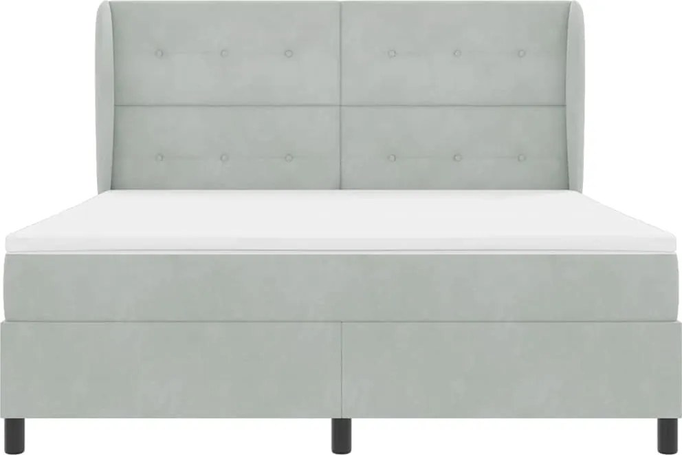 Postel s boxspringem s čelo Světle šedá 200 x 180 cm samet 3340940