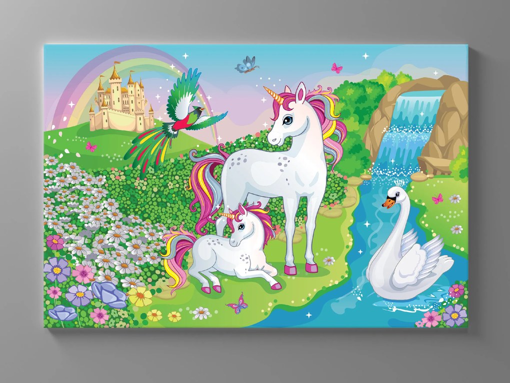 Liox Dětský obrázek jednorožec unicorn Rozměr: 90 x 60 cm