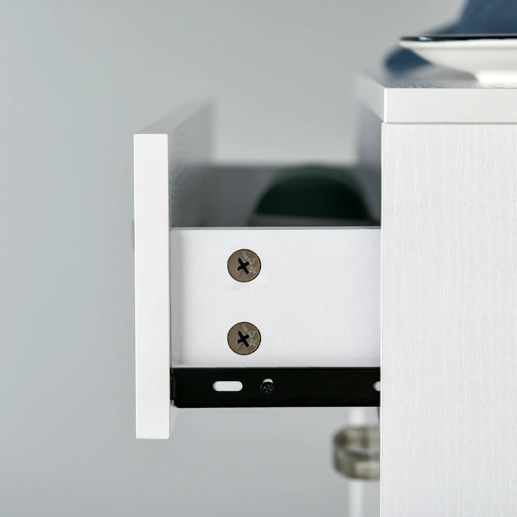 HOMCOM Skříň na boty - 3 skládací dveře a posuvná zásuvka - rozměry 62Š x 24H x 135V cm - hliníkové úchyty. Dřevotříska Bílá