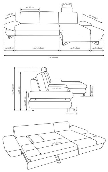 Rozk. rohová čalouněná sedací souprava s úlož. prostorem do L AVESTA pravá šedá