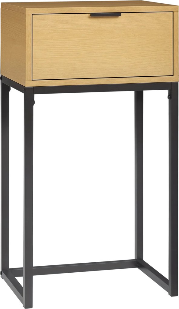 HOMCOM Moderní odkládací stůl se zásuvkou a ocelovými nohami do předsíně, obývacího pokoje nebo ložnice 40x30x76 cm Přírodní | Aosom