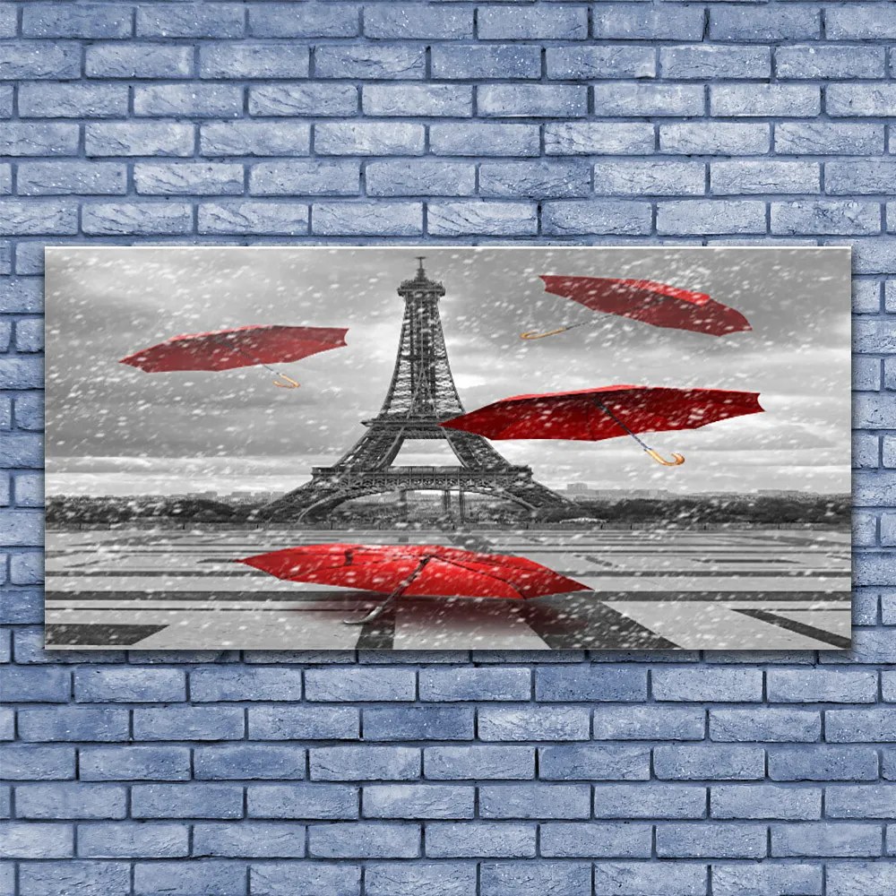 Plexisklo-obraz Eiffelova Věž Paříž Deštník 120x60 cm