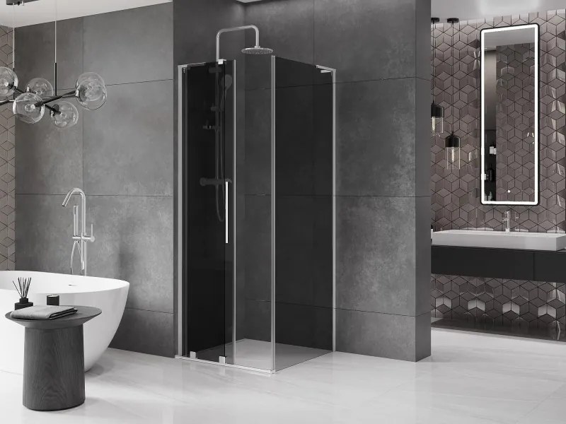 Mexen Velar L, sprchový kout s posuvnými dveřmi 110 x 110 cm, 8mm šedé sklo, chromová, 871-110-110-43-01